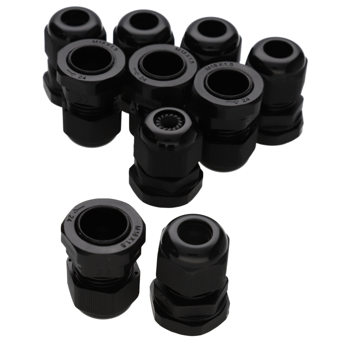 Nylon Cable Gland M18 5-10mm with Weatherproof IP68 Washer Black [10 P ...