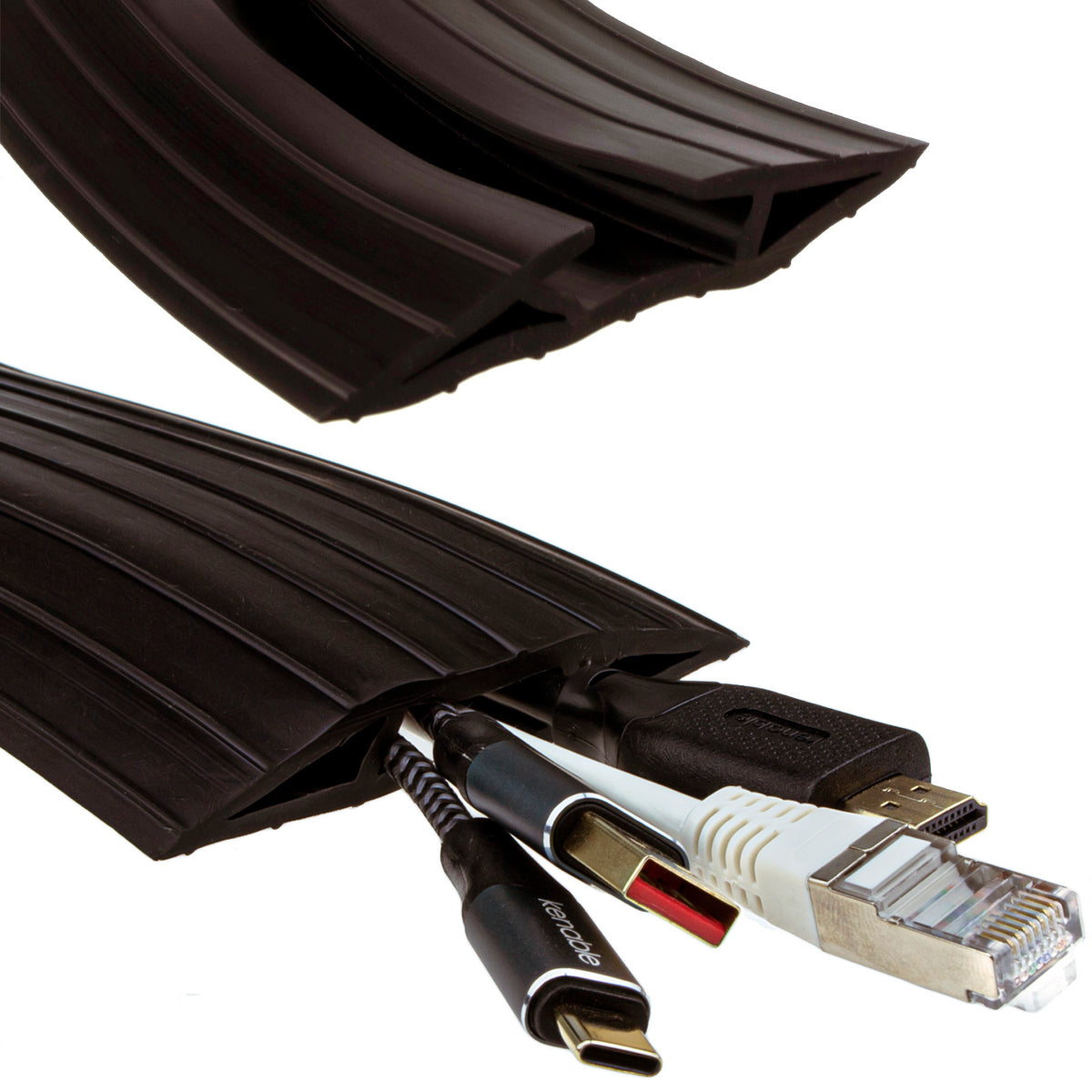 Black Rubber Floor Cable Protector Cover 19 x 9.5mm Inner Channel 2m 6 ...